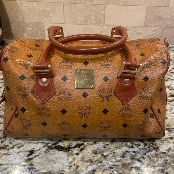 MCM | Bags | Mcm Vintage Cognac Visetos Duffle Bag | Poshmark
